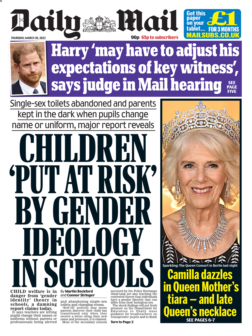UK Newspapers Front Pages: 30 March 2023 - Rifnote UK Newspapers Front Pages: 30 March 2023 - Rifnote